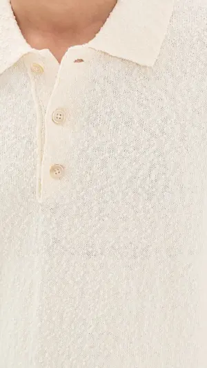 Nn07 Randy Boucle Knit Polo - Ecru