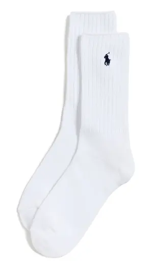 Polo Ralph Lauren Cotton Rib Crew Socks - White