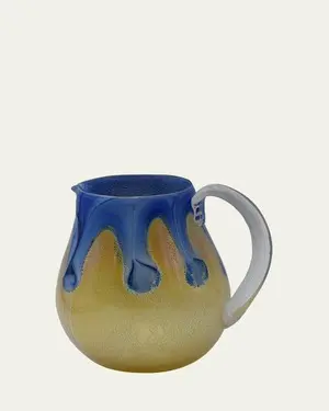 4 GLASS MURANO Goccia Pitcher With Handle, 50 Oz - Cobalt Blue