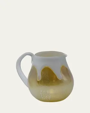 4 GLASS MURANO Goccia Pitcher With Handle, 50 Oz - White