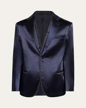 Giorgio Armani Soho Rhinestone-trim Tuxedo Jacket - Blue Navy
