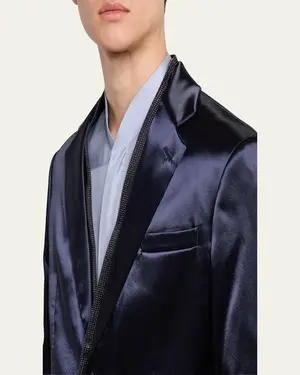 Giorgio Armani Soho Rhinestone-trim Tuxedo Jacket - Blue Navy