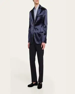 Giorgio Armani Soho Rhinestone-trim Tuxedo Jacket - Blue Navy