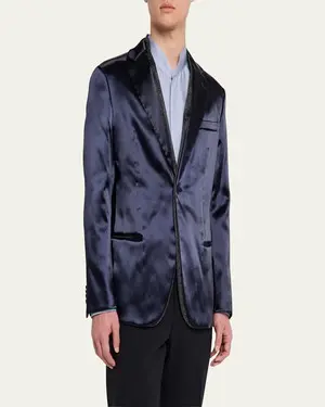 Giorgio Armani Soho Rhinestone-trim Tuxedo Jacket - Blue Navy