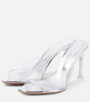 Amina Muaddi Alexa Glass 95 Mules - Transparent