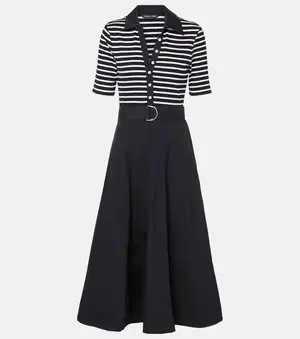 Veronica Beard Delise Striped Cotton-blend Midi Dress - Black
