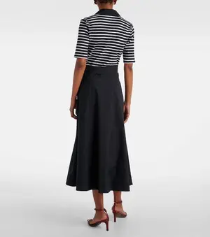 Veronica Beard Delise Striped Cotton-blend Midi Dress - Black