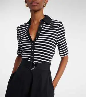 Veronica Beard Delise Striped Cotton-blend Midi Dress - Black