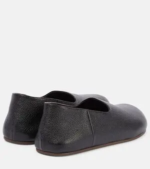 THE ROW Hugh Leather Slip-on Shoes - Black