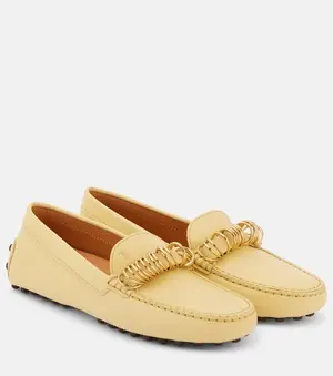 TOD'S Gommino Leather Driving Loafers - Yellow