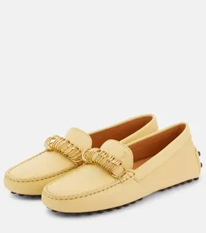 TOD'S Gommino Leather Driving Loafers - Yellow