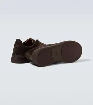 Zegna Triple Stitch Suede Sneakers - Black