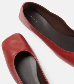 THE ROW Square Leather Ballet Flats