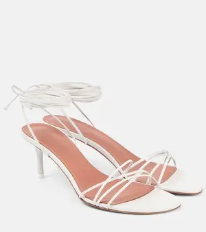 Amina Muaddi Lori 60 Leather Sandals - White