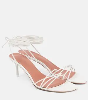 Amina Muaddi Lori 60 Leather Sandals - White