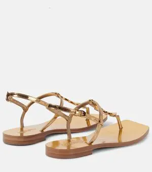 Versace Metallic Leather Thong Sandals - Gold