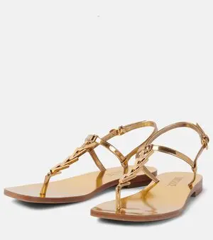 Versace Metallic Leather Thong Sandals - Gold