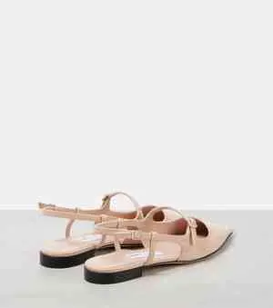JIMMY CHOO Didi Patent Leather Slingback Flats - Pink