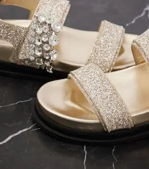 JIMMY CHOO Verity Embellished Sandals - Gold