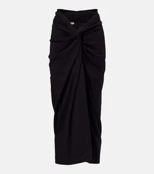 Dries Van Noten Gathered Cotton Midi Skirt - Black