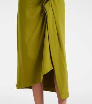 Dries Van Noten Gathered Cotton Midi Skirt - Green