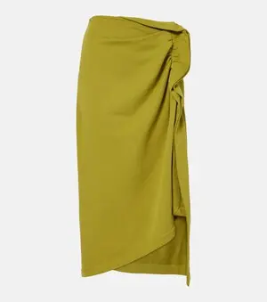 Dries Van Noten Gathered Cotton Midi Skirt - Green