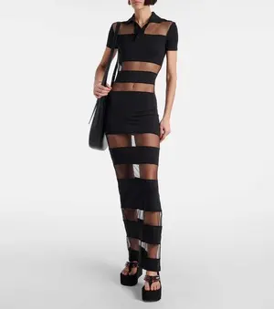 Coperni Striped Paneled Maxi Dress - Black