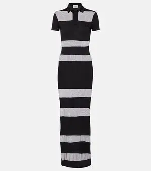 Coperni Striped Sheer-paneled Maxi Dress - Black