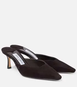 JIMMY CHOO Vivi 65 Suede Mules - Brown