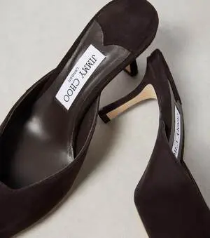 JIMMY CHOO Vivi 65 Suede Mules - Brown