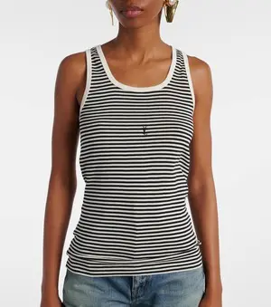 Saint Laurent Cassandre Cotton Jersey Tank Top - Black