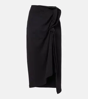Dries Van Noten Asymmetrical Draped Jersey Midi Skirt - Black