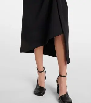 Dries Van Noten Asymmetrical Draped Jersey Midi Skirt - Black