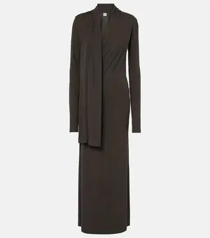 TOTEME Scarf-detail Jersey Maxi Dress - Grey