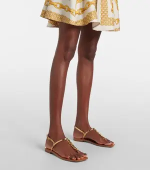 Versace Metallic Leather Thong Sandals