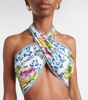 Camilla Crystal-embellished Halterneck Wrap Top