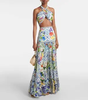 Camilla Crystal-embellished Halterneck Wrap Top