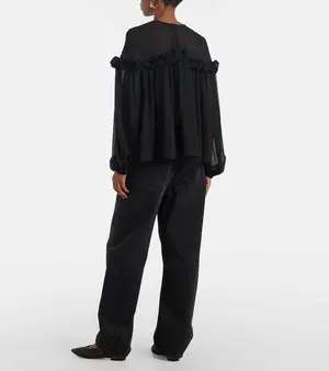 Ulla Johnson Peggy Ruffled Silk Georgette Blouse