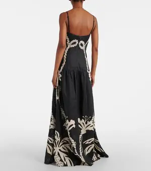 Johanna Ortiz Printed Linen Maxi Dress