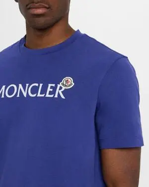 Moncler Apos;s Flocked Logo T-shirt - Navy