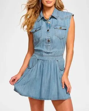 Ramy Brook Ramy Brook Paxton Denim Mini Shirtdress Spring Chambray