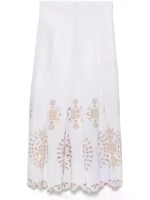 Eleventy Openwork-embroidery Midi Skirt - White