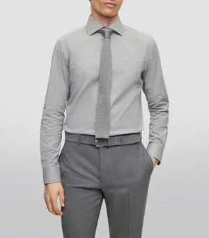 BOSS Silk Knitted Straight Tie - Silver