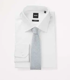 BOSS Silk Striped Neck Tie - Blue