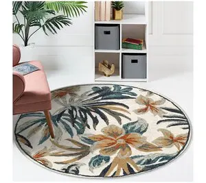 OX BAY TRADING CO. Ox Bay Floral Tropical Hand-tufted Wool Indoor Rug, 6' Round - One-color