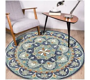 OX BAY TRADING CO. Ox Bay May Floral Medallion Wool Indoor 6' Roun D Rug - One-color