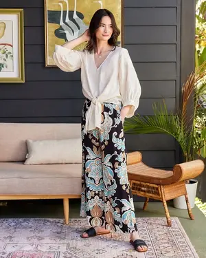 Karen Kane Linen Tie Front Top