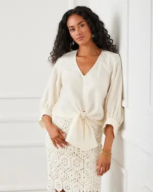 Karen Kane Linen Tie Front Top