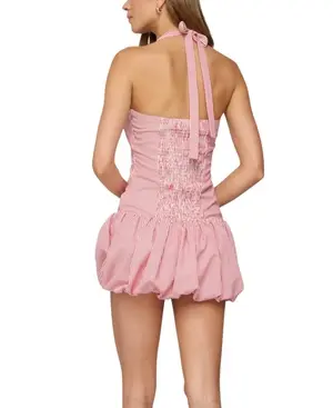 EDIKTED Pinstripe Bubble Mini Dress - Red