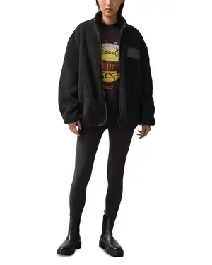 REISS X Mclaren Snoop Oversized Fit Embroidered Fleece Jacket - Black